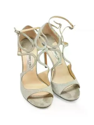 JIMMY CHOO Marianne -tone Glitter Ankle Strap Stiletto Sandals