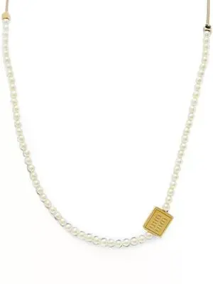 Miu Miu Logo-charm Faux Pearl Necklace