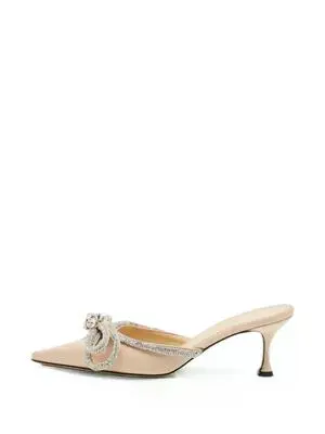 Mach & Mach Embellished Double Bow Kitten Heel Mules
