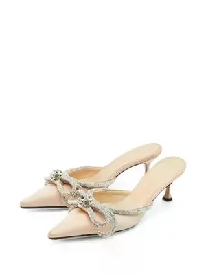 Mach & Mach Embellished Double Bow Kitten Heel Mules