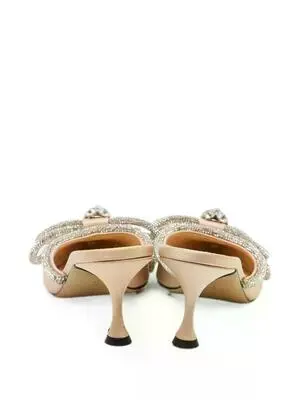 Mach & Mach Embellished Double Bow Kitten Heel Mules