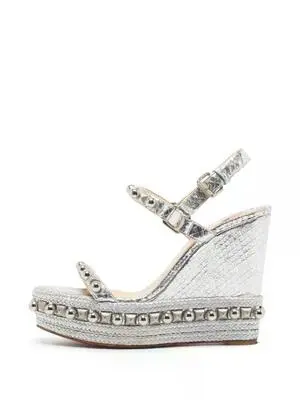 CHRISTIAN LOUBOUTIN Christian Louboutin Cataclou Snakeskin-Embossed Wedge Sandals
