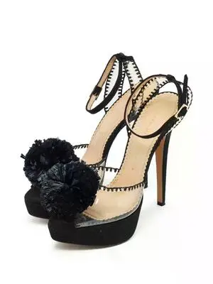 CHARLOTTE OLYMPIA Pomeline Pom-pom Platform Stiletto Sandals - Black