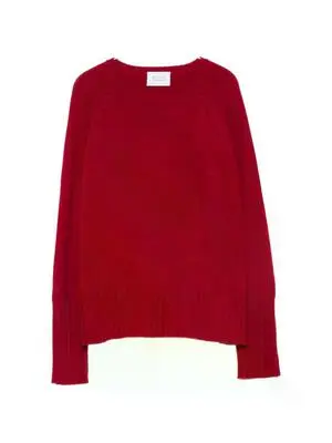 BEYOU Long-sleeve Ribbed-trim Sweater - Red