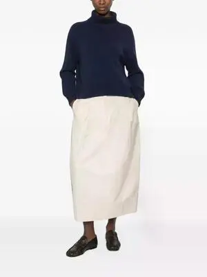 BEYOU Ribbed-knit Roll-neck Sweater - Blue