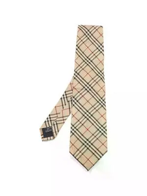 Burberry Check Patterned Silk Tie - Neutrals
