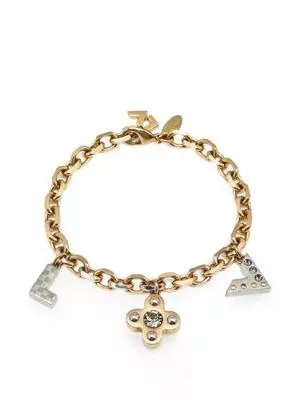 LOUIS VUITTON Love Letter Crystal Charm Bracelet - Gold