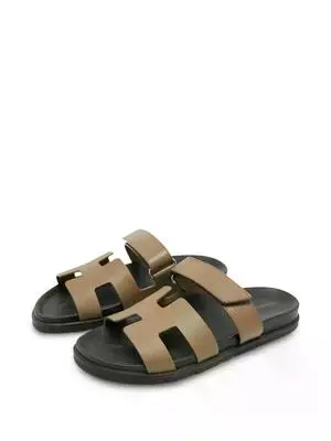 Hermès Chypre Touch-strap Sandals With Cut-out H Detail - Brown