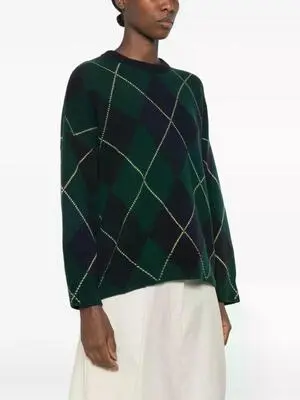 BEYOU Long-sleeve Argyle Sweater