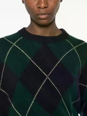 BEYOU Long-sleeve Argyle Sweater