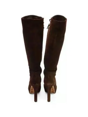 Gucci Suede Platform Knee-high Block Heel Boots