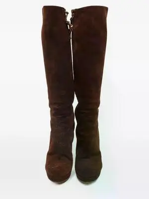 Gucci Suede Platform Knee-high Block Heel Boots