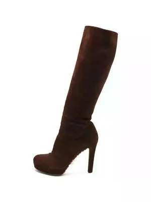 Gucci Suede Platform Knee-high Block Heel Boots