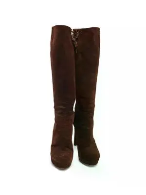 Gucci Suede Platform Knee-high Block Heel Boots