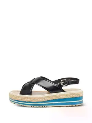 Prada Leather Crisscross Slingback Platform Sandals