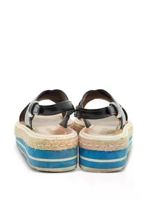 Prada Leather Crisscross Slingback Platform Sandals