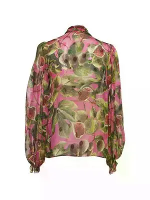 Dolce & Gabbana Fig-print Pussy-bow Blouse
