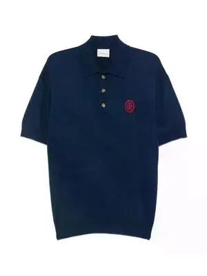Drole De Monsieur Logo-embroidered Knit Polo Shirt - Blue