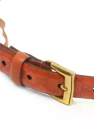 Gucci Logo Engraved Leather Belt