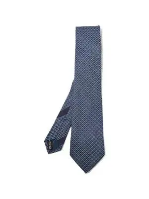 FERRAGAMO Gancini Jacquard Tie - Blue