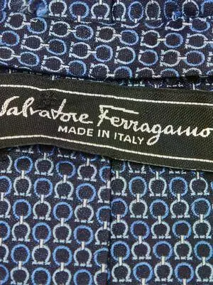 FERRAGAMO Gancini Jacquard Tie - Blue