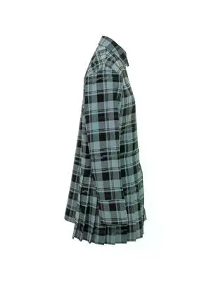 Off-White Check Pleated Shirt Dress
