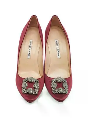 Manolo Blahnik Hangisi Crystal Buckle Pumps