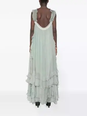 Chloé Sleeveless Ruffled Lace-insert Maxi Dress