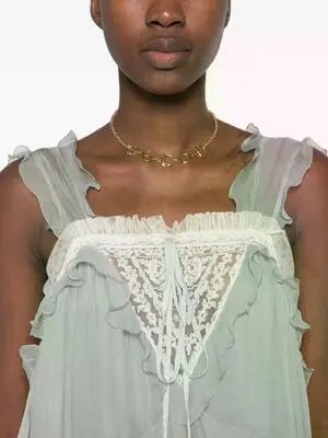 Chloé Sleeveless Ruffled Lace-insert Maxi Dress