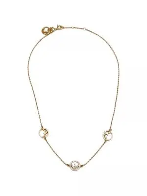 Fendi Tone Crystal F Is Motif Station Necklace