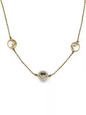Fendi Tone Crystal F Is Motif Station Necklace