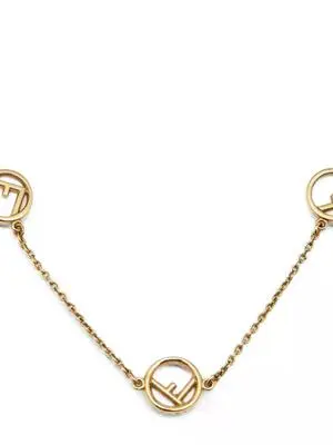 Fendi Tone Crystal F Is Motif Station Necklace
