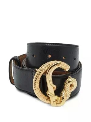 Roberto Cavalli Sculptural Snake Buckle Belt - Black