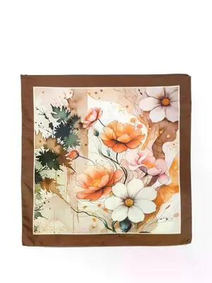 D'ANIELLO Floral-print Scarf - Neutrals