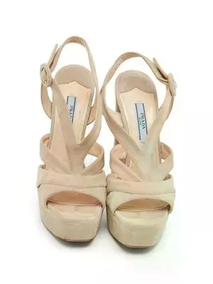 Prada Ankle-strap Platform High Block Heel Sandals - Neutrals