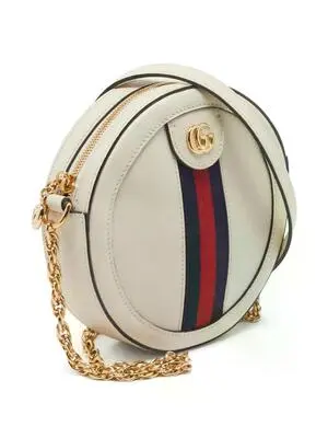 Gucci Gucci Ophidia Round Leather Shoulder Bag Neutrals