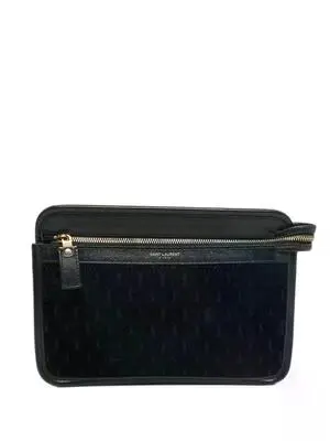 Saint Laurent Monogram Print Suede Pouch