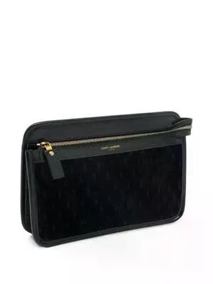 Saint Laurent Monogram Print Suede Pouch