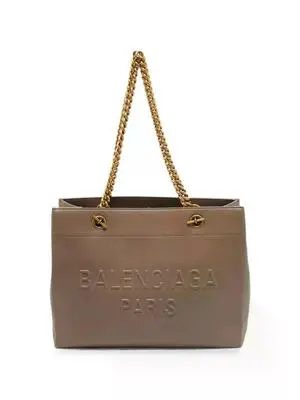 Balenciaga Medium Duty Free Embossed Tote Bag - Brown