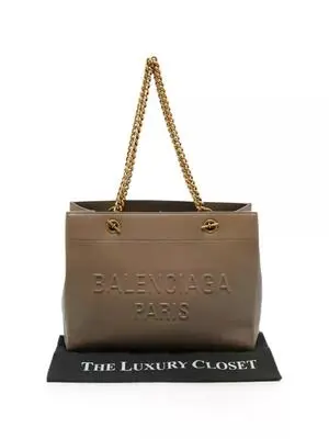 Balenciaga Medium Duty Free Embossed Tote Bag - Brown