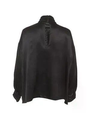 Fendi Smocked-neck Long-sleeve Blouse