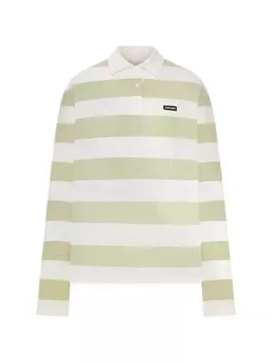 Miu Miu Striped Jersey Polo Shirt - Green
