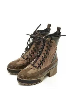 LOUIS VUITTON Laureate Lace-up Combat Boots - Brown