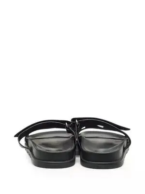 Hermès Chypre Leather Flat Sandals - Black