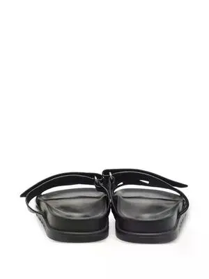 Hermès Chypre Leather Flat Sandals - Black