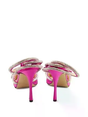 Mach & Mach Double Bow Crystal Embellished Ankle Strap Pumps