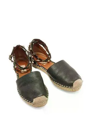 Valentino Garavani Rockstud Embellished Leather Espadrilles
