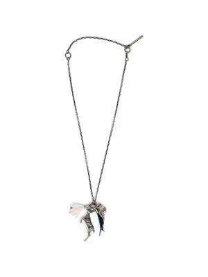 Dries Van Noten Feather Pendant Necklace - Silver