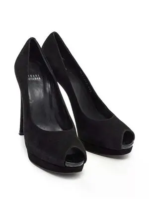 STUART WEITZMAN Suede Peep-toe Platform Stiletto Pumps
