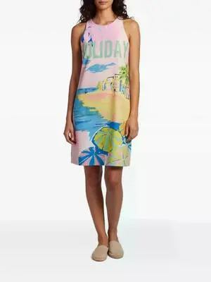 Moschino Sleeveless Landscape Print Mini Dress - Pink